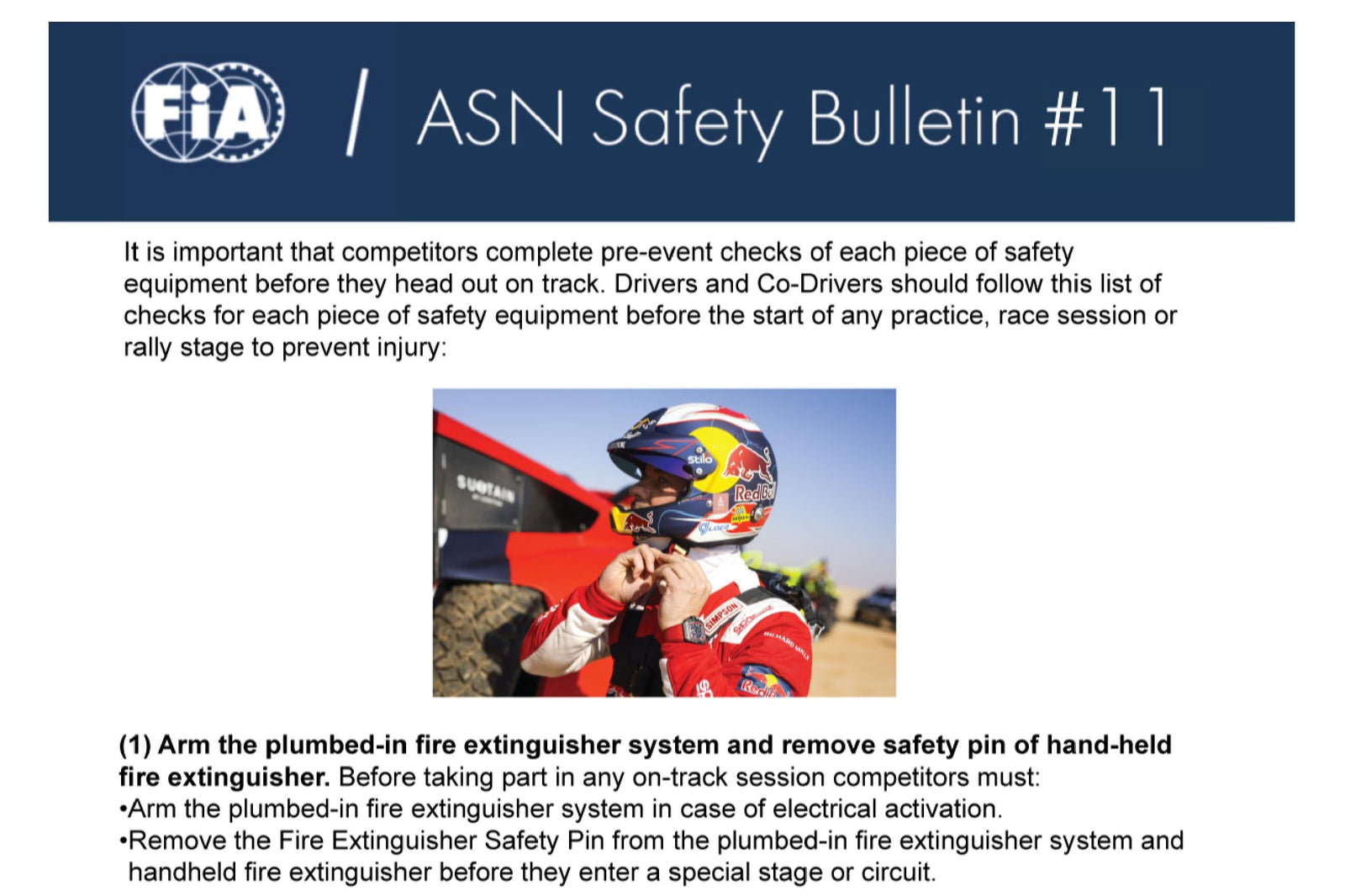 FIA Pre Event Checklist
